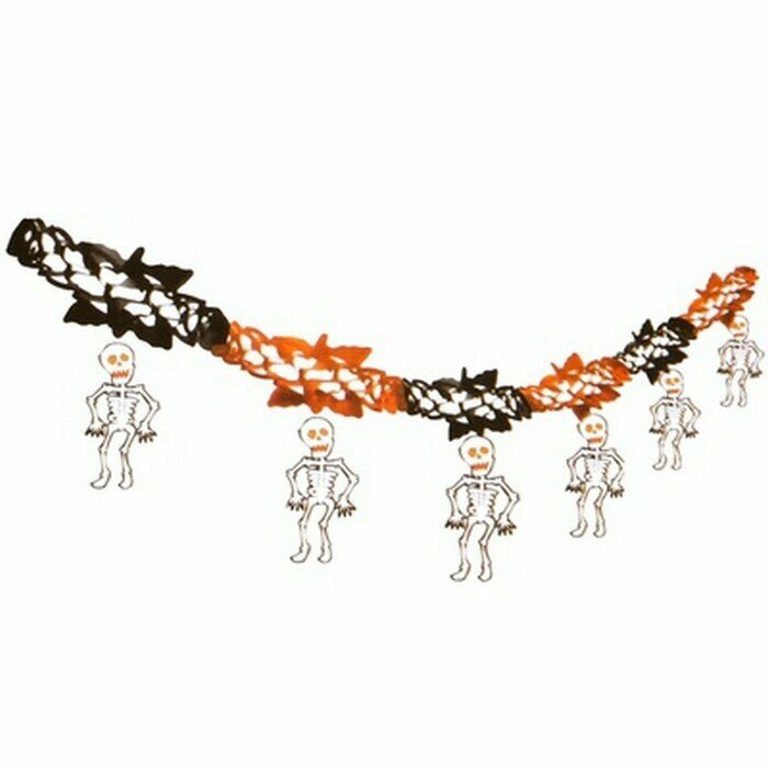 Гирлянда-растяжка "Хэллоуин Скелеты подвесные", 2м