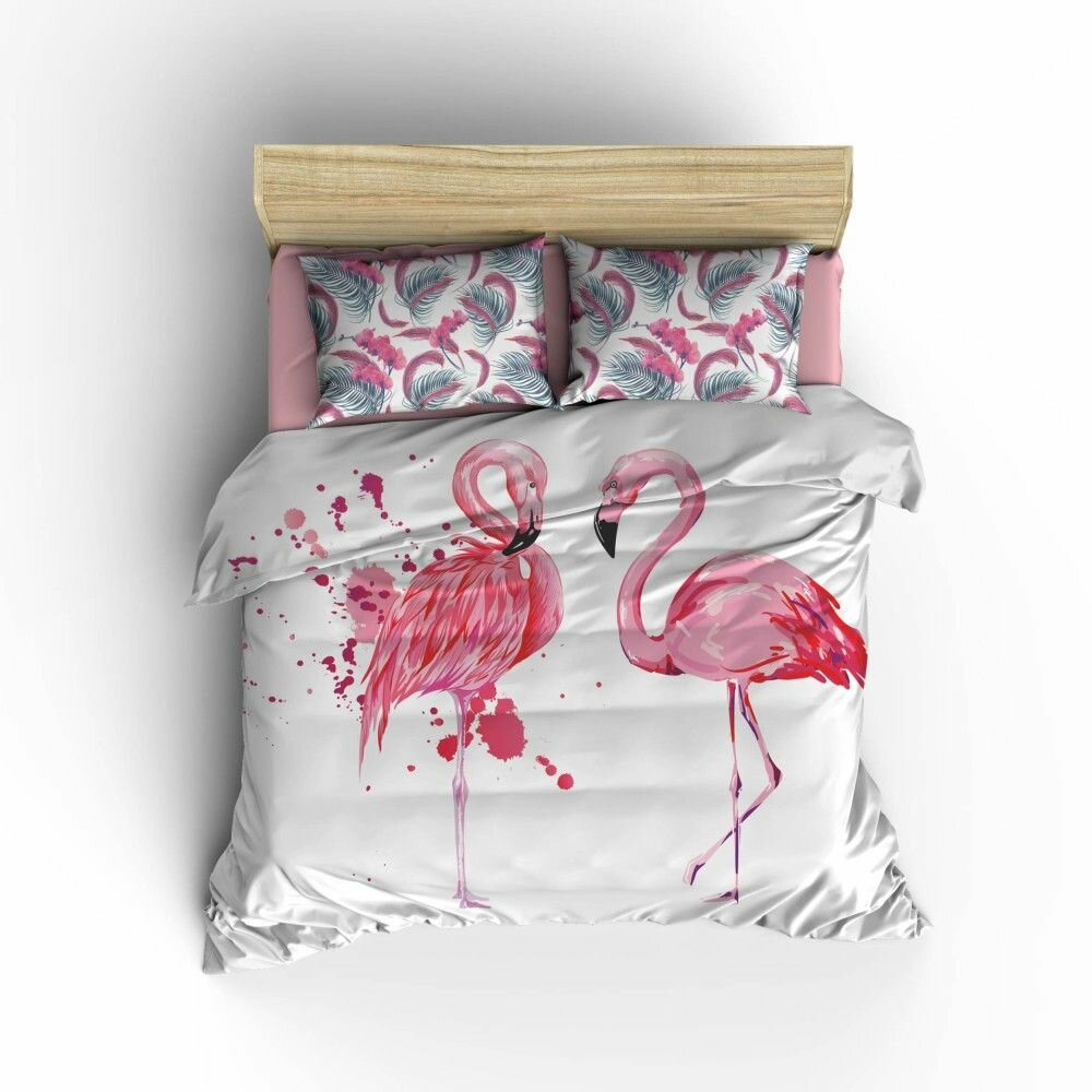 Арт комплект постельного белья Фламинго, 2х спальный, 50/70