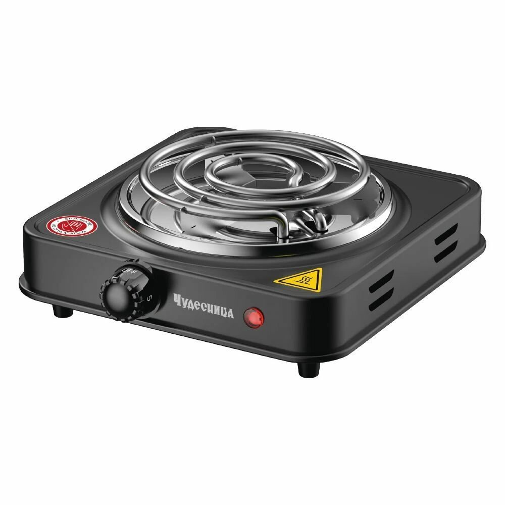 Плитка электрическая Чудесница ЭЛП-801 (черная, 1 конфорка, спираль 14.5 см)