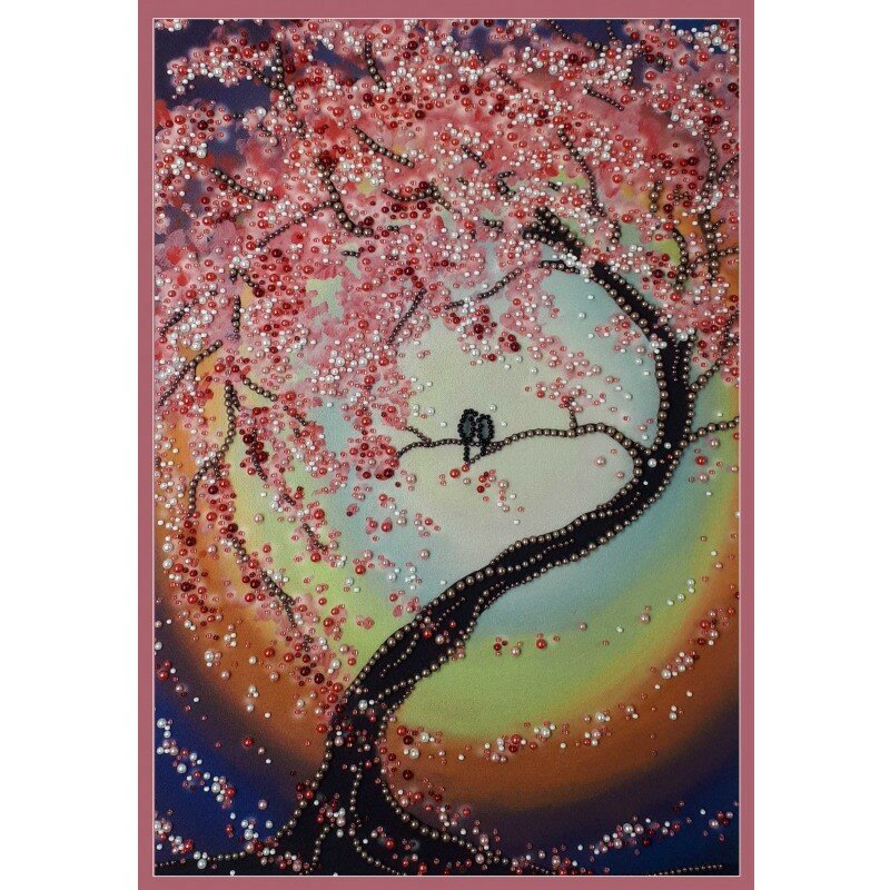 Набор для вышивания Larkes #Н3022 В цвету сакуры, Вышивка бисером, 25 х 37 см