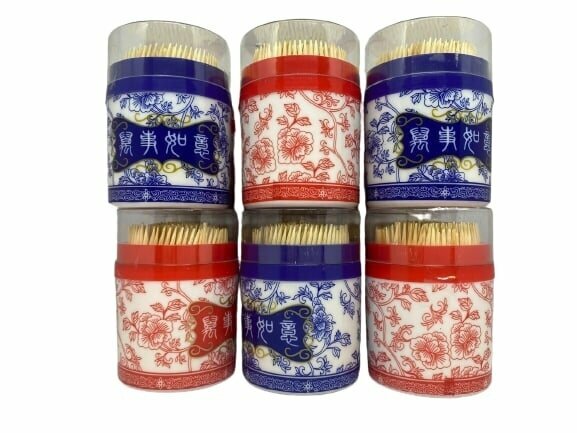 Зубочистки бамбуковые, двусторонние, в баночке, набор - 12 штук