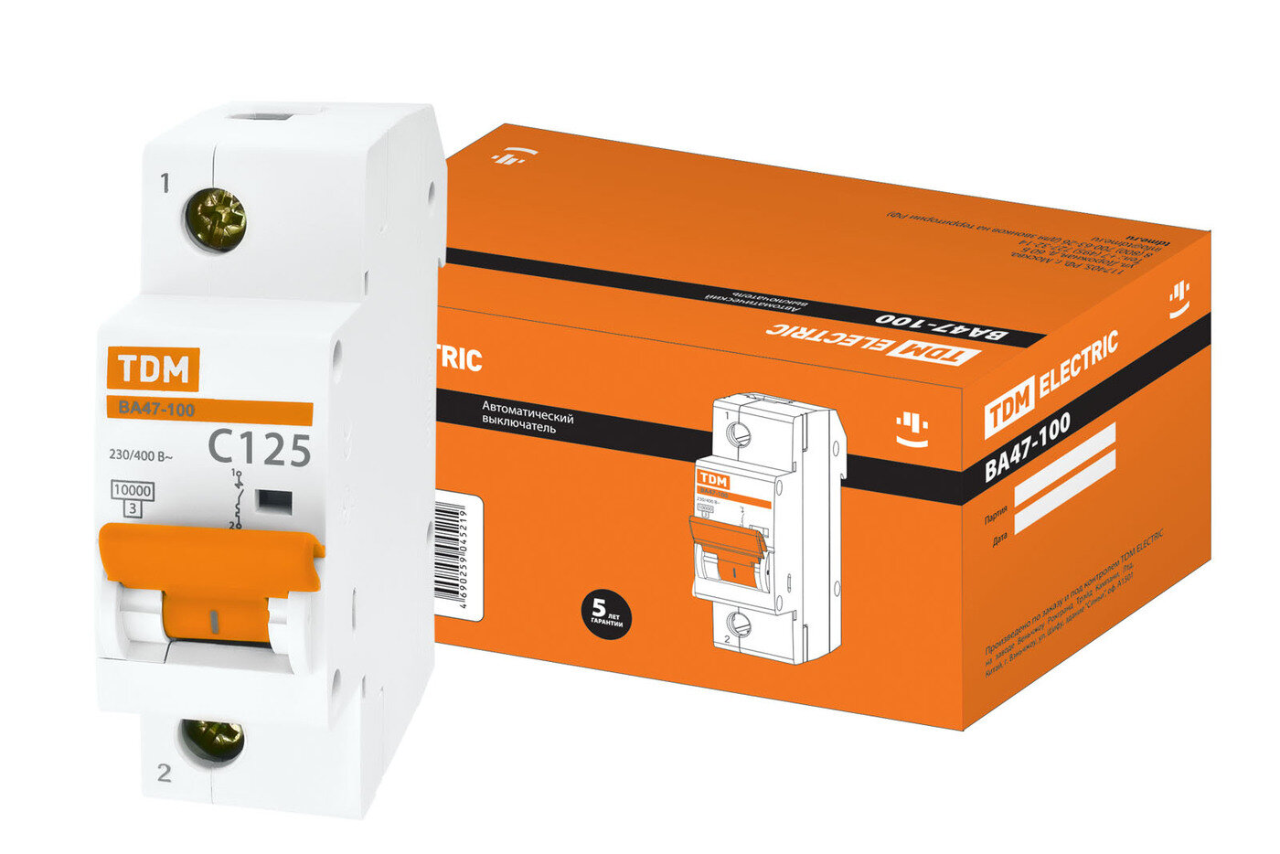 Автоматический выключатель ВА47-100 1Р 125А 10 кА тип С TDM Electric