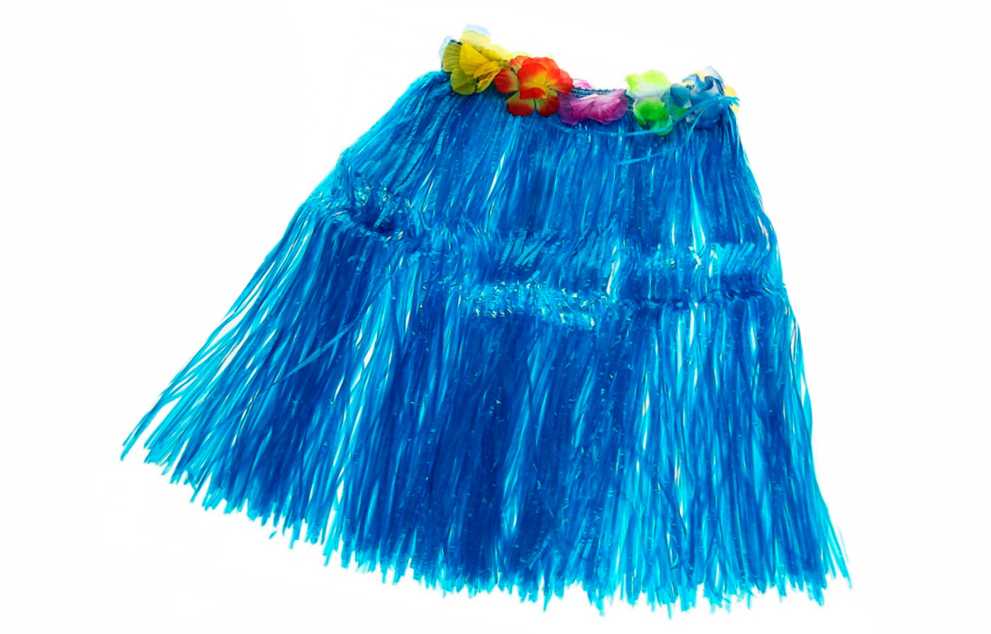 Юбка Гавайская синяя, синтетическое волокно, длина 40 см