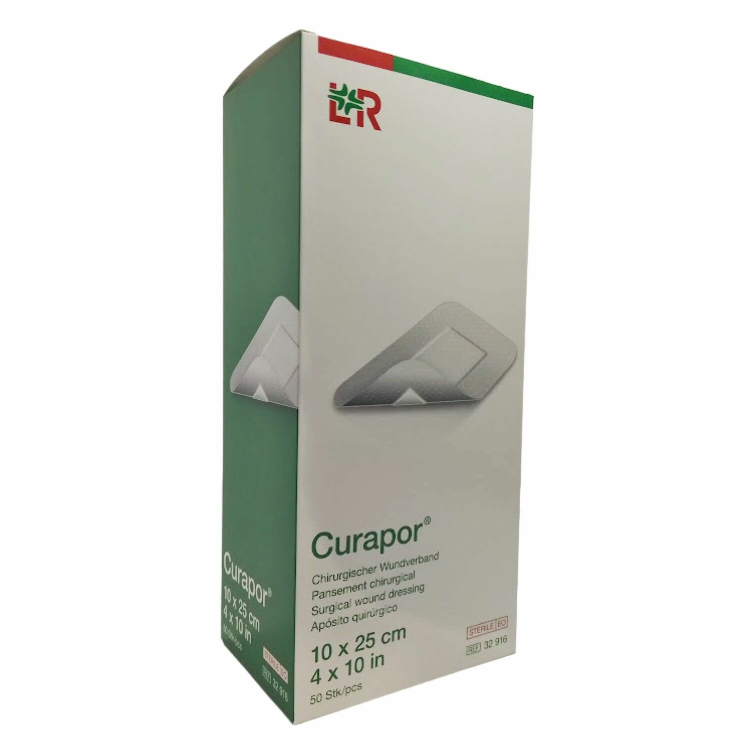 Повязка послеоперационная пластырная стерильная Курапор (Curapor), 10х25 см (50 шт.)