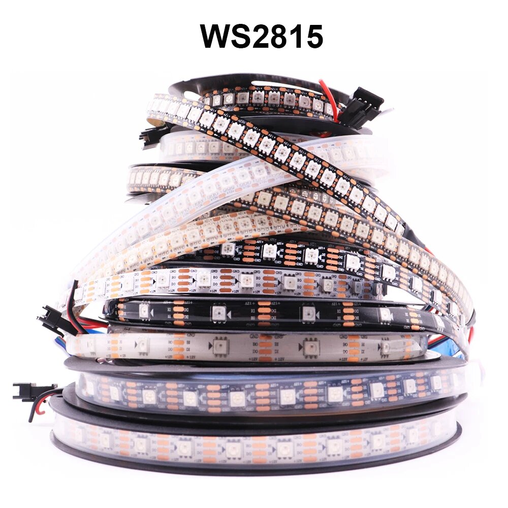 RGB светодиодная лента TNALANT WS2812 30/60/144 пикселей WS2815 DC12V, Black PCB, 1M 144 IP67