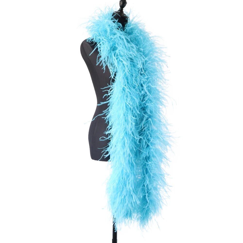 Страусиное перо boa WZBDECOR 2 метра 6-слойное Бирюзовый, Sky Blue