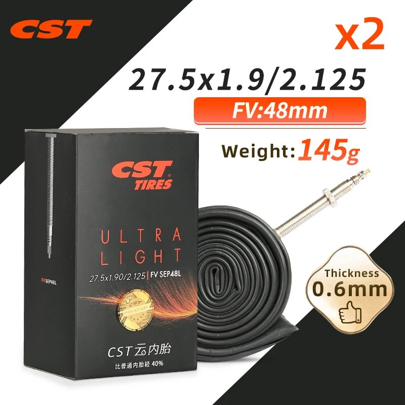 CST ультралёгкие внутренние камеры 26/27.5/29/700c 27.5x1.9-2.125-FV48L