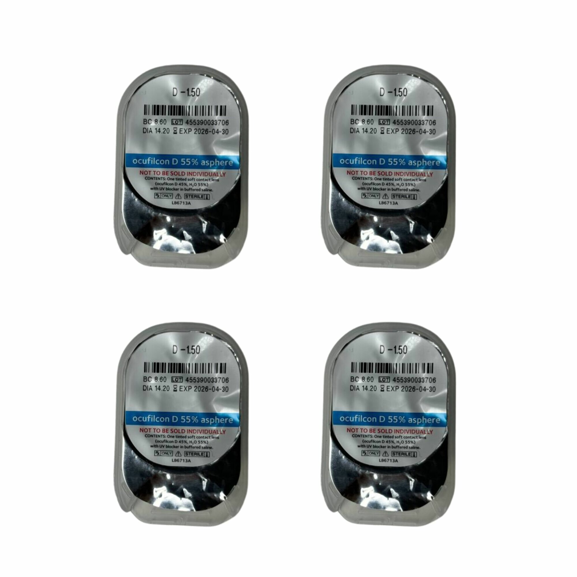 Контактные линзы CooperVision Biomedics 55 Evolution Asphere (4 линзы) D -1.50 Радиус 8.60 ежемесячные, прозрачные