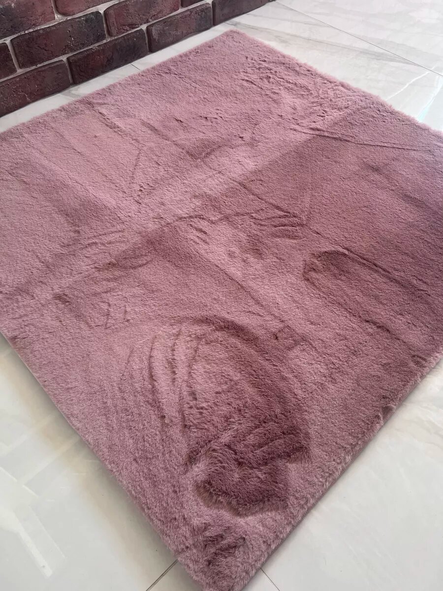 Коврик Natali's Carpets на пол в комнату, прикроватный меховой квадратный 100х100 см