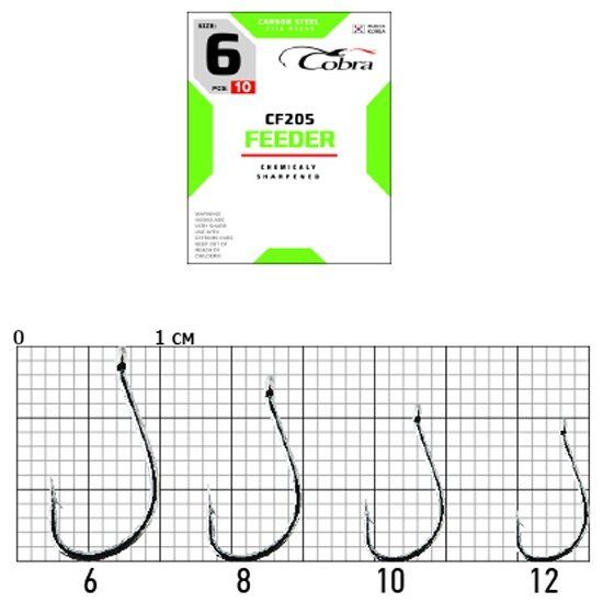 Крючки Cobra FEEDER CF205 размер 008 10шт.