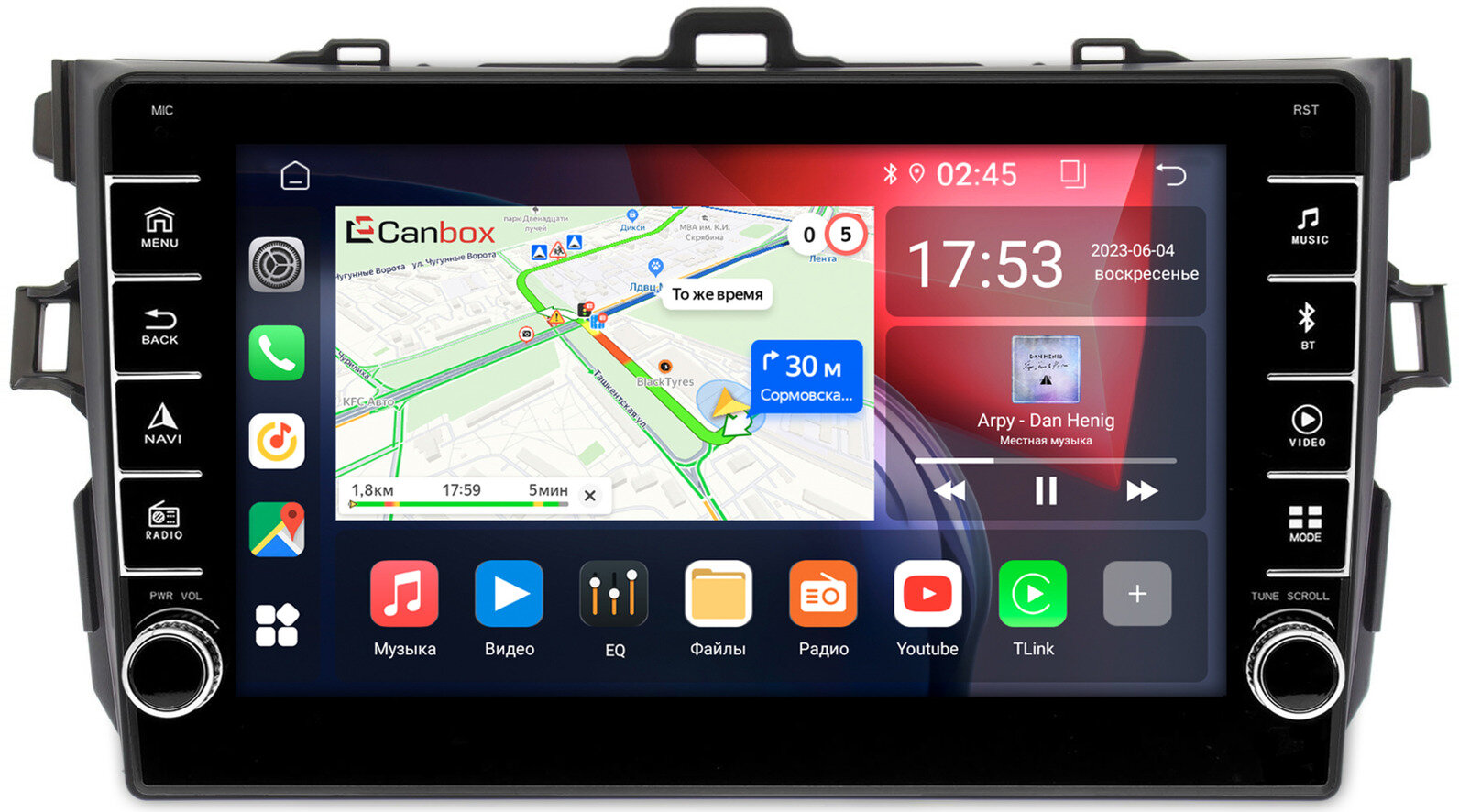 Штатная магнитола Toyota Corolla (E150) 2006-2013 (черная, без воздуховодов) Canbox BGT9-9094 2/32 Android 10 (IPS, DSP, CarPlay)