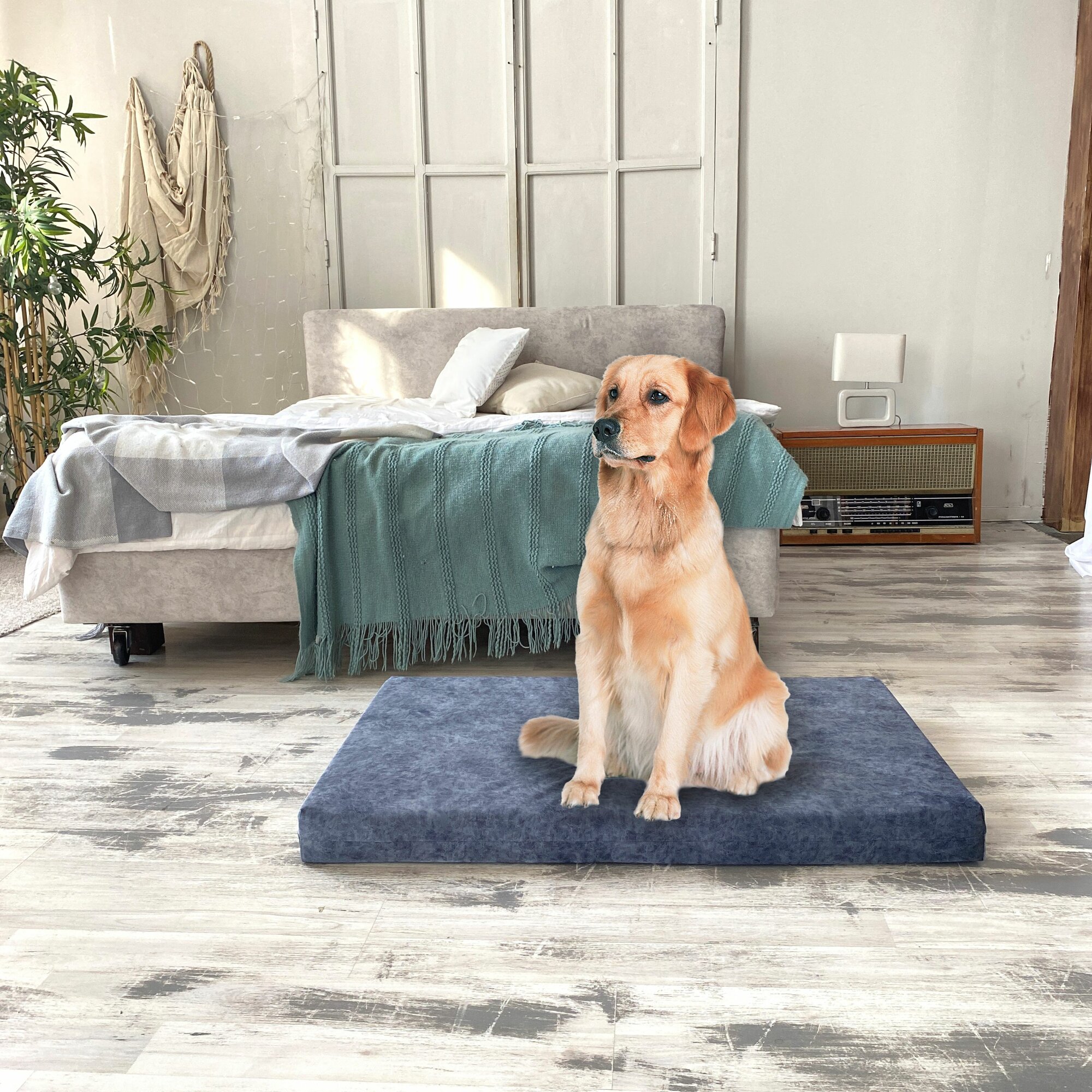 Лежанка для собак и кошек матрас 100х65 см со съемным чехлом