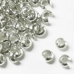 Кримпы, 5х4мм, покрывные, базовый материал - латунь, серебристого цвета, 5 грамм