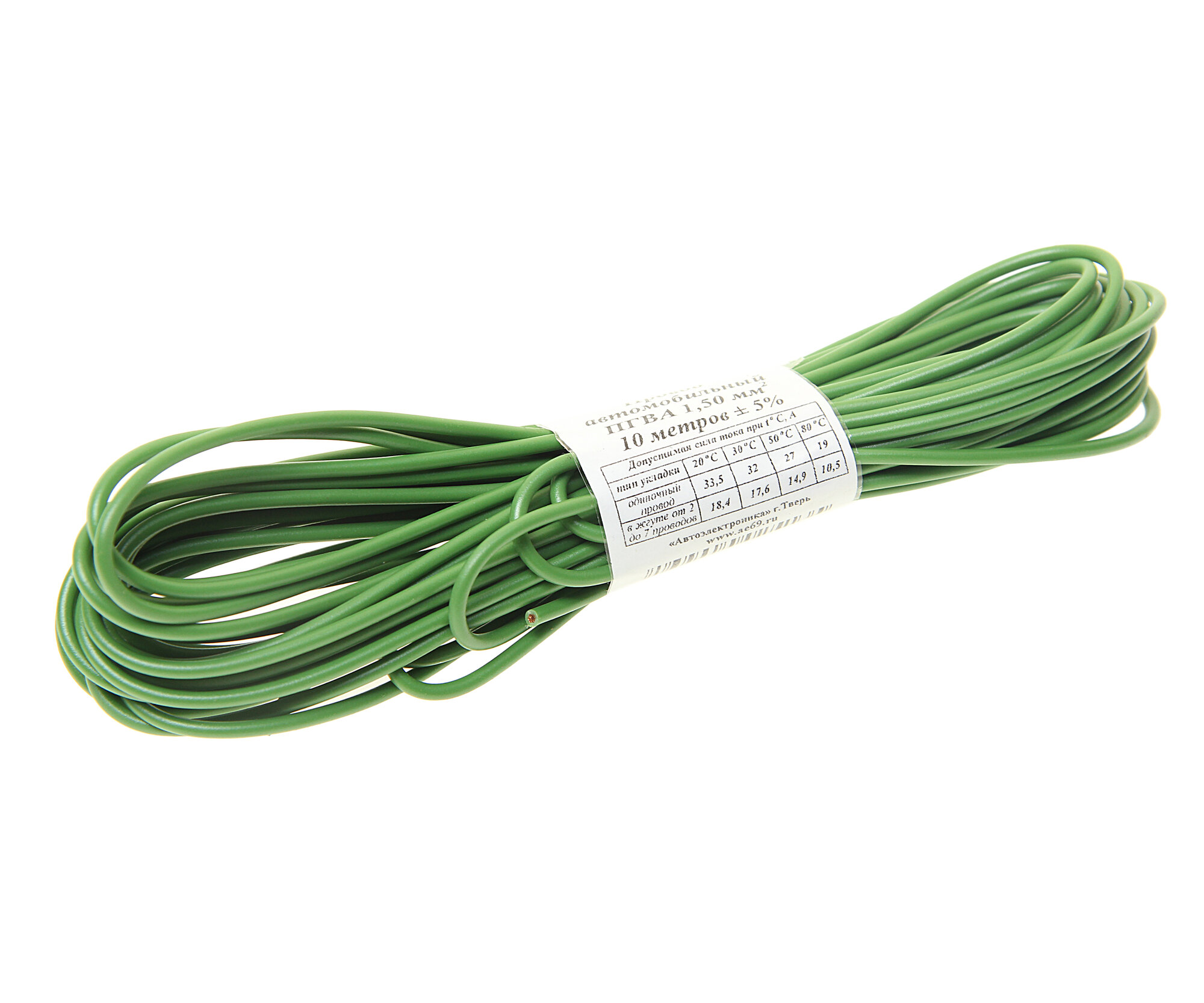 Провод монтажный ПГВА 10м (сечение 1.5 кв. мм) зеленый аэнк