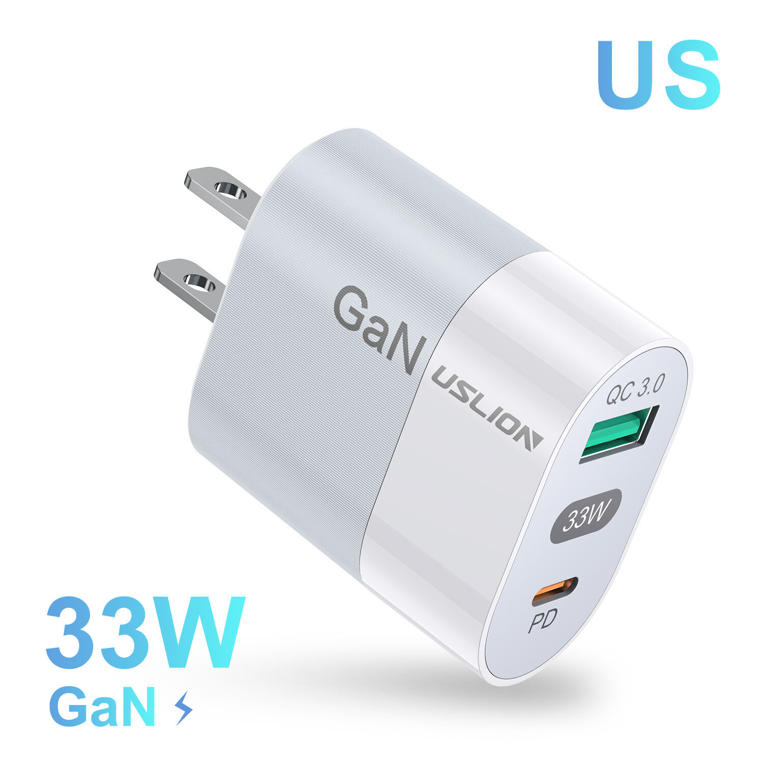 Зарядное устройство GaN Charger 65Вт, белый стандарт США, для быстрой зарядки