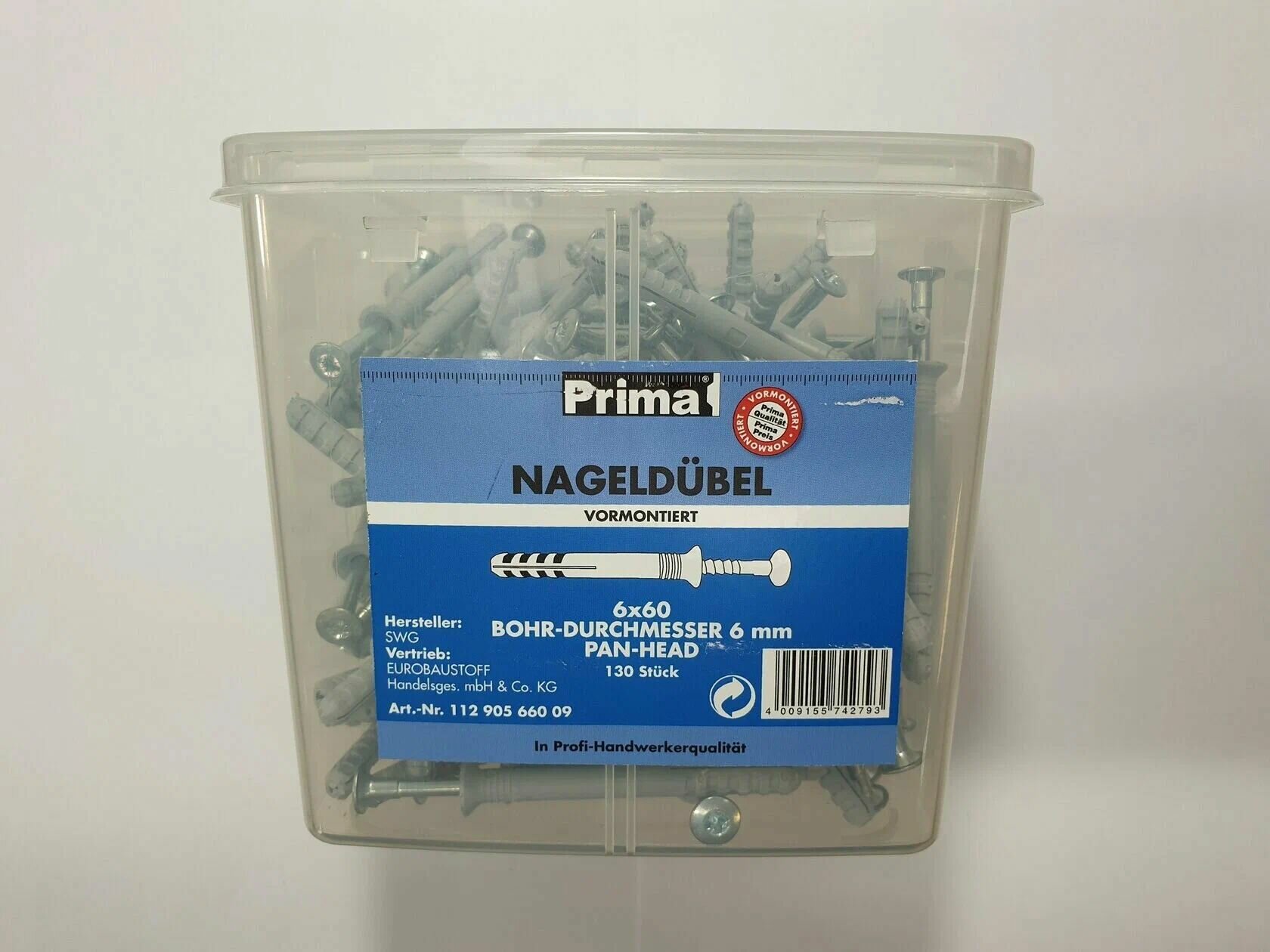 Дюбель-гвоздь PZ3 6x60 (130 pcs) PRIMA, Германия