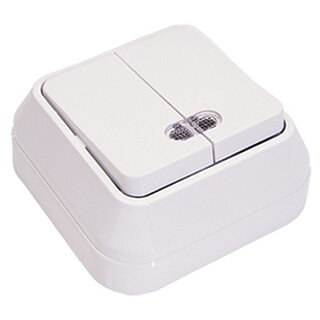 Двухклавишный накладной выключатель с подсветкой, белый, Makel 45123