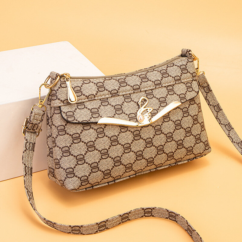 Новая женская сумка через плечо Guangzhou Hengli 2024 года, многофункциональная, для матерей среднего и пожилого возраста, мягкая кожаная маленькая сумка