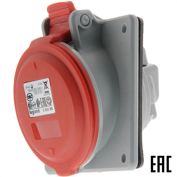 Розетка Legrand 555189 на поверхность 3Р+N+Е с/п угловая 16А 415В IP44