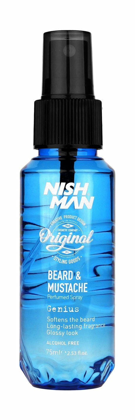 Nishman Beard Mustache Parfumed Spray Genius Парфюмированный спрей для волос и бороды со свежим ароматом 75мл