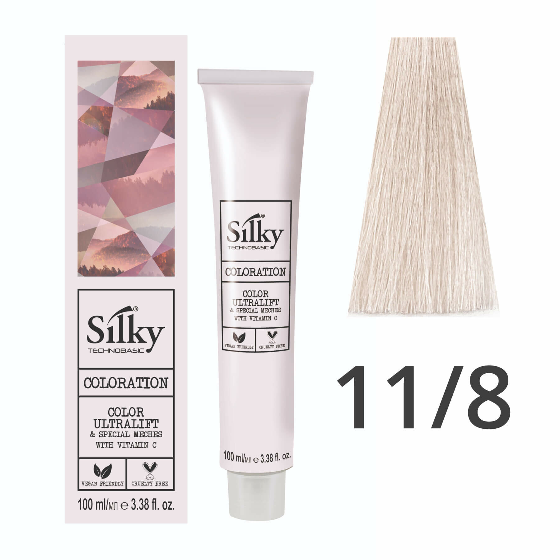 Краска для волос профессиональная Silky Color Vive/Ultralift 11/8 Суперосветлитель Платиновый голубой лед, 100 мл