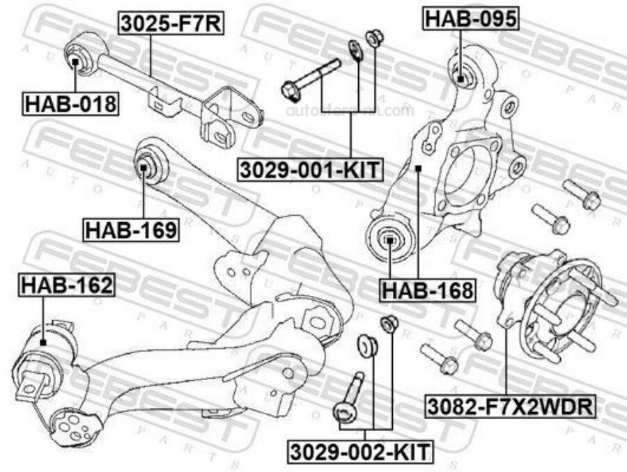FEBEST 3025F7R тяга задняя поперечная верхняя (универсальная) 3025-F7R
