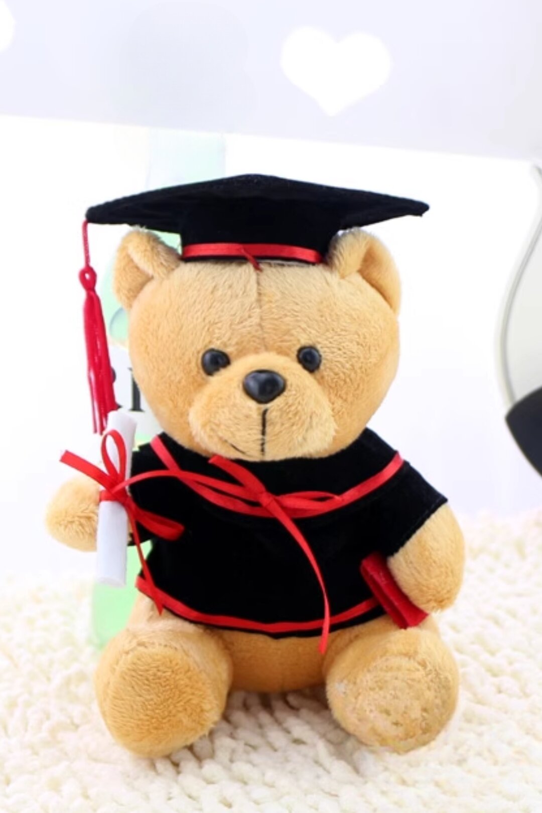 Игрушка-сувенир "Мишка Выпускник", для подарка выпускникам, цвет белый