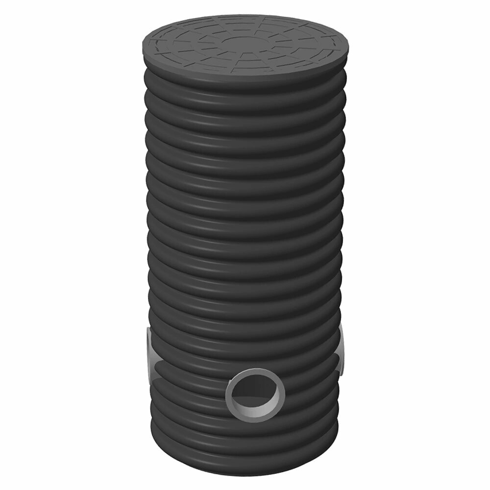 Колодец смотровой рувинил с крышкой и дном 3 входа 340 мм 1,5 м