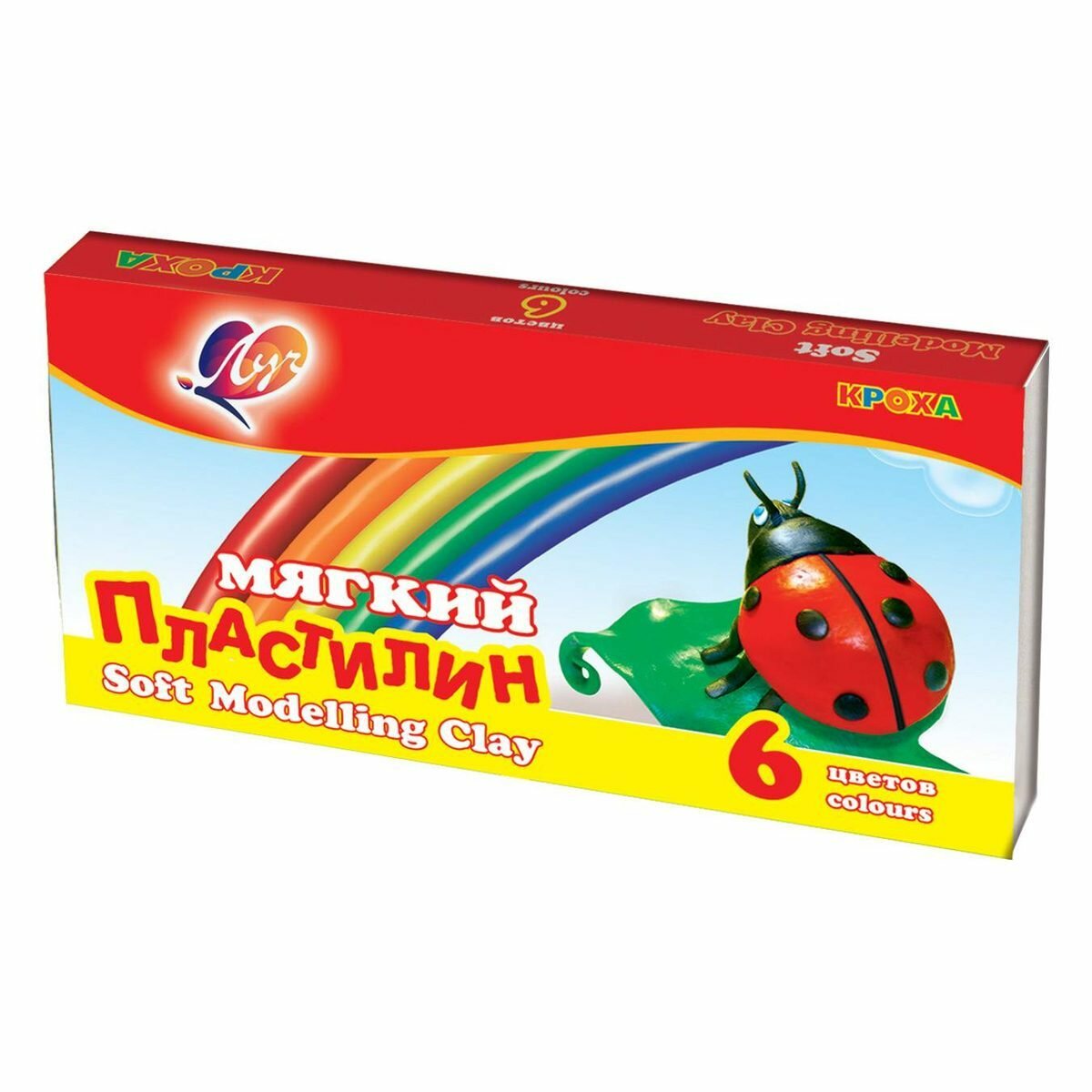 Пластилин восковой 6 цветов Луч "Кроха", 99г, мягкий, со стеком (12C 863-08), 40 уп.