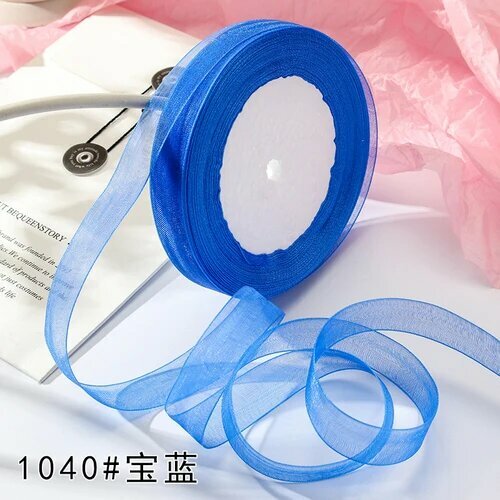 Лента органза мerylover 12-40 мм 50 ярдов Синий, royal blue, 25mm organza