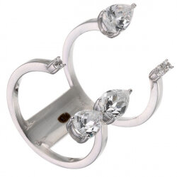 Кольцо на фалангу, разъемное, серебро, 925 проба, родирование, циркон