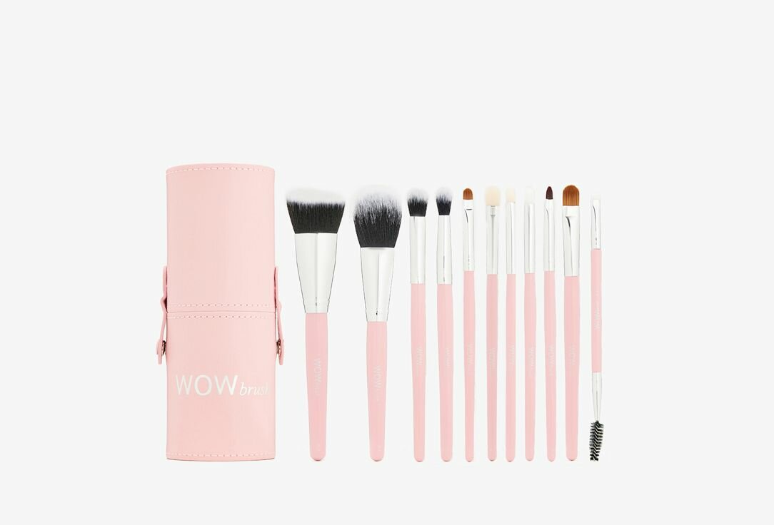 Набор из 11 кистей для макияжа в тубусе WOW BRUSH Pink