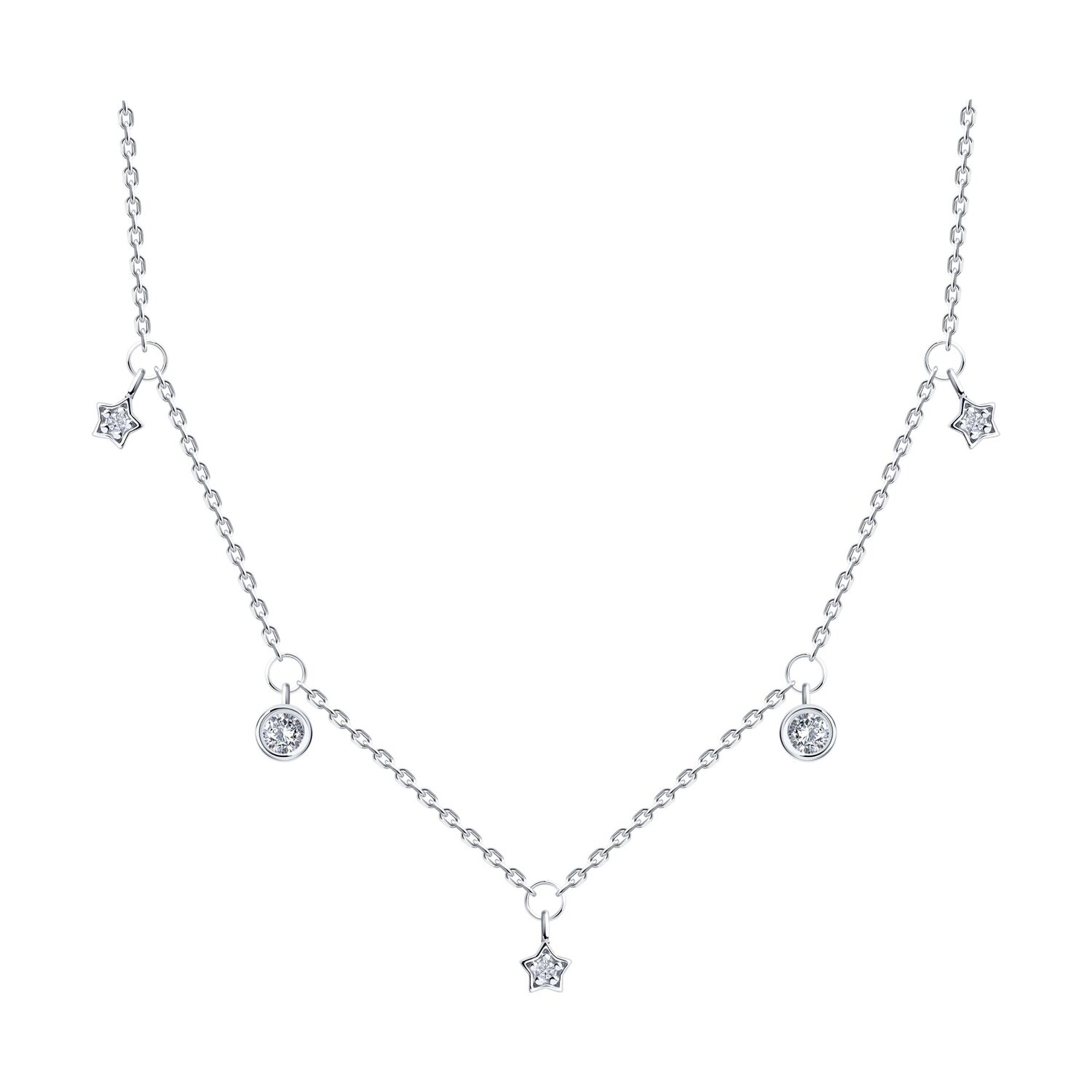 Колье, серебро, 925 проба, родирование, фианит