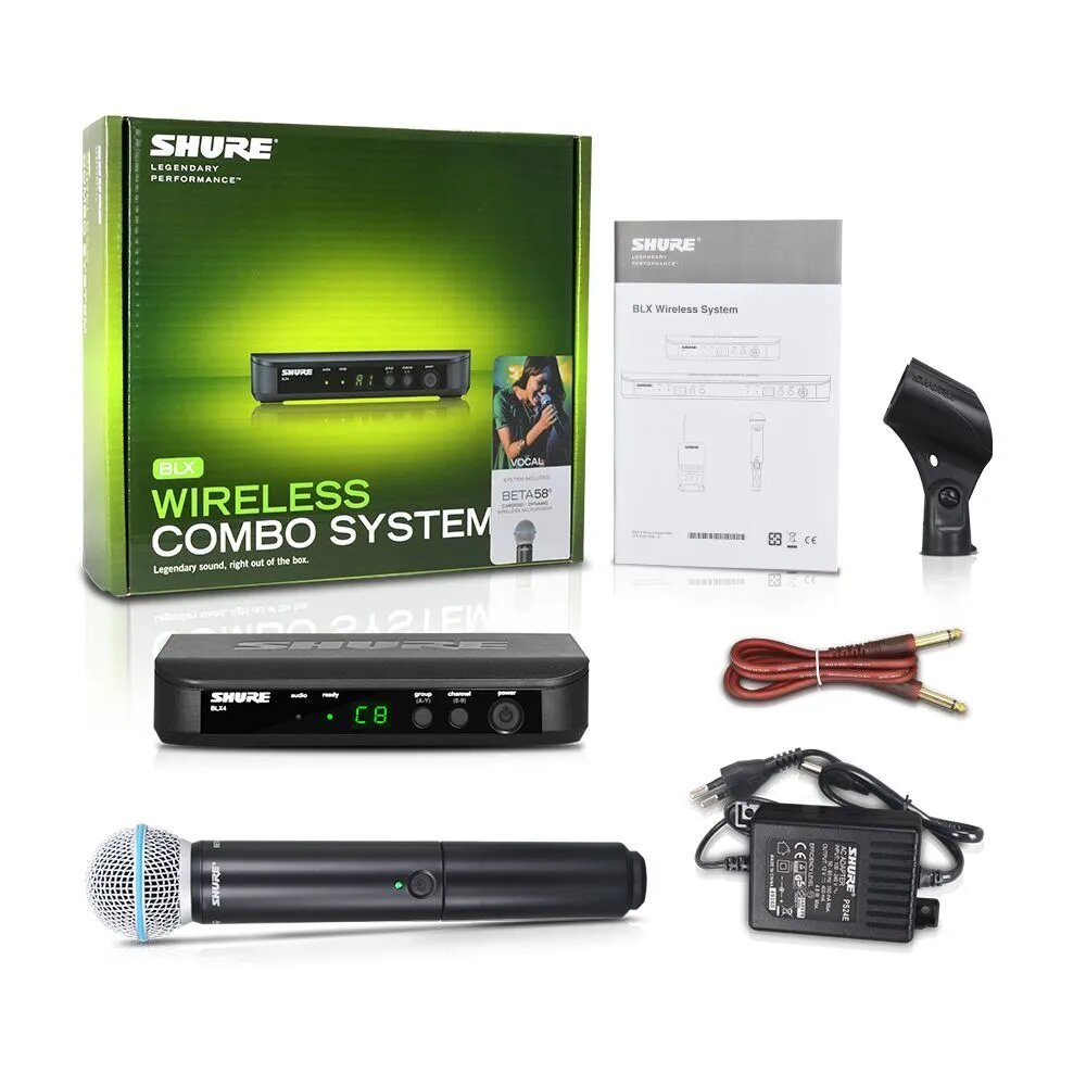 Микрофон Shure BLX24 BETA 58 A, для вокала и конференций, беспроводной, динамический, ручной