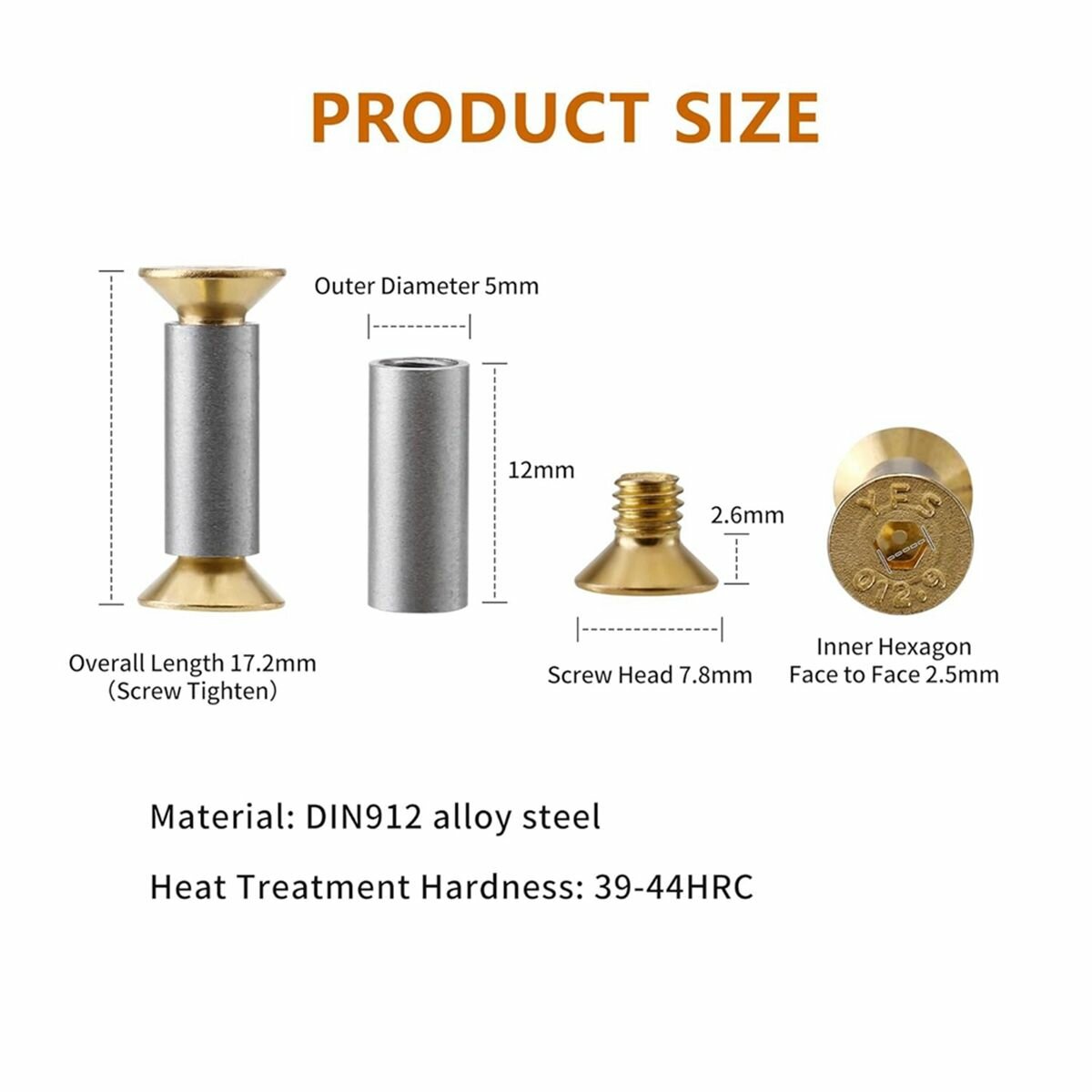 10 упаковок винтов для рукояток ножей, заклепок, болтов, крепежей, золотых шестигранных плоских винтов, Knives Maker