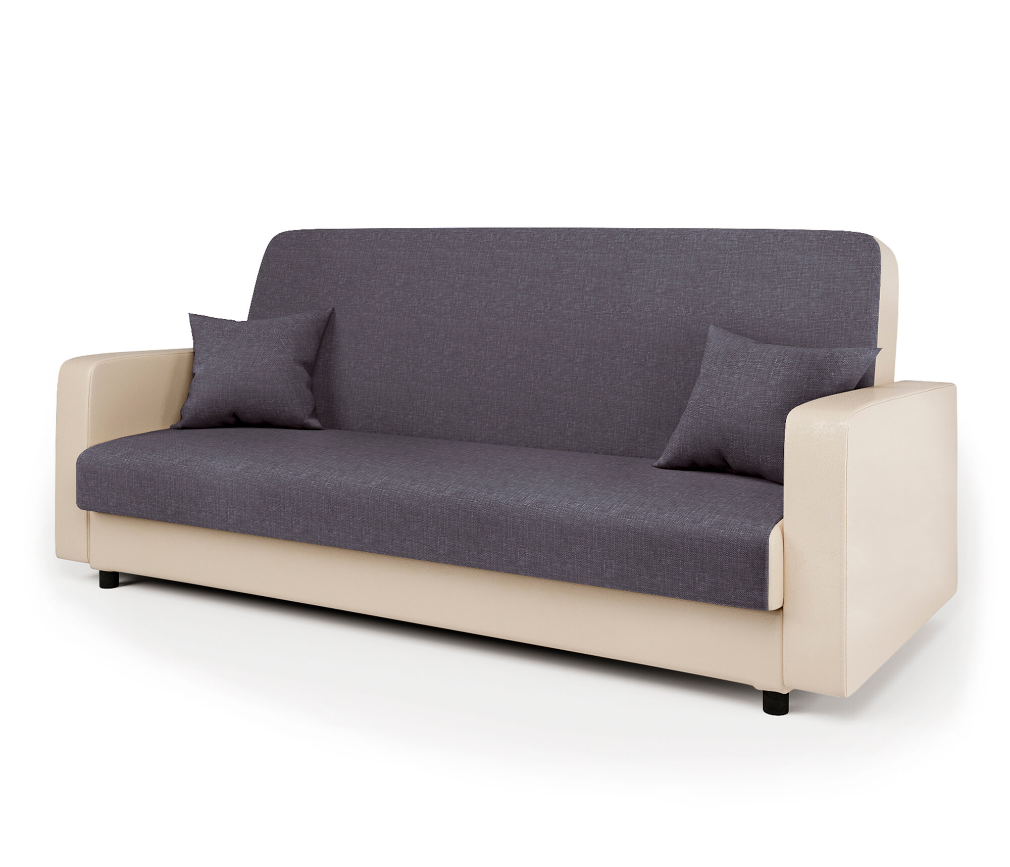 Диван-кровать Шарм-Дизайн Мелодия 140х190 см, диван раскладной, книжка, серая рогожка и экокожа бежевый