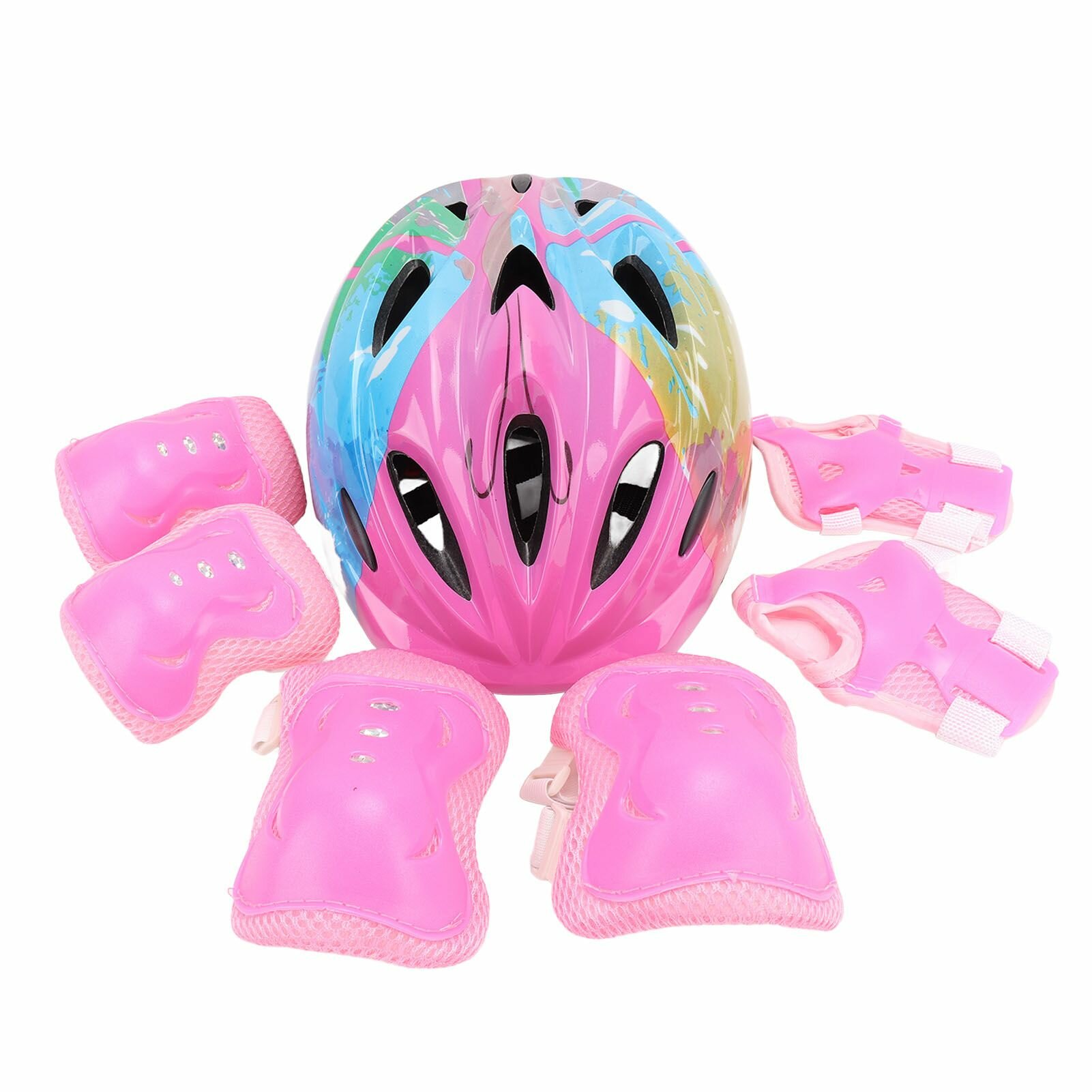 Детский комплект защитной экипировки для катания на коньках, шлем из 7 предметов, защита коленей, локтей, запястий для велосипеда, безопасность катания на скейтборде