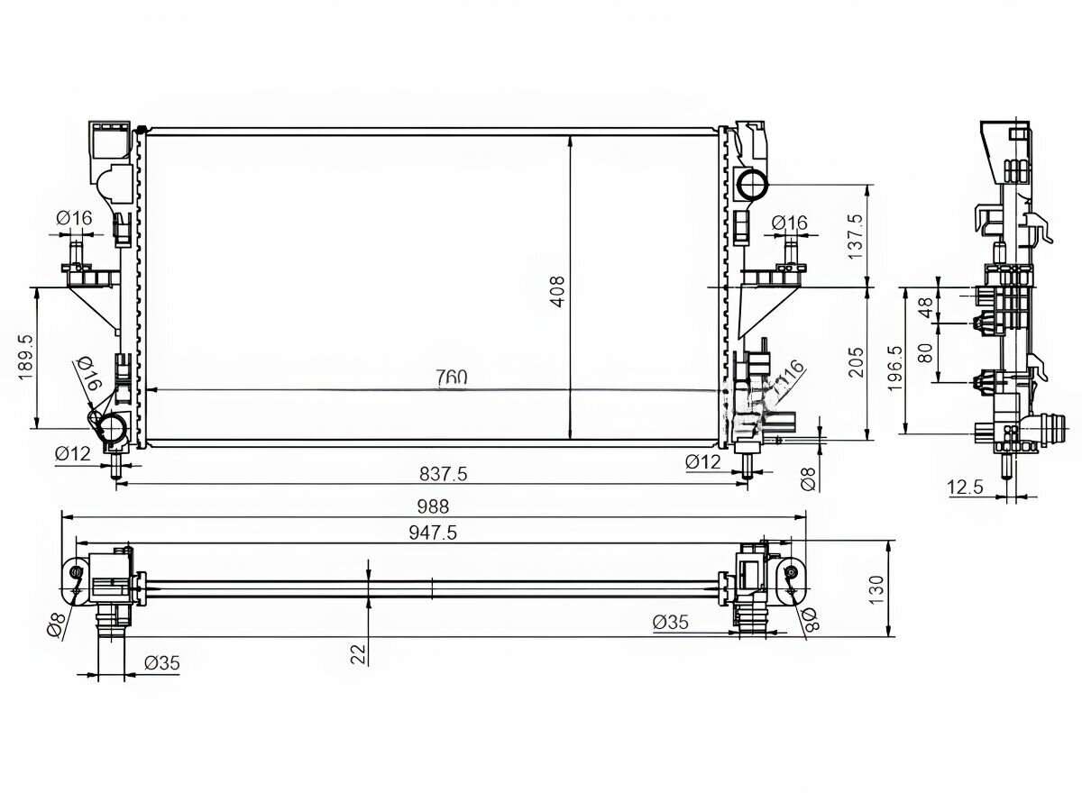 Радиатор охлаждения двигателя для Ситроен Джампер, Пежо Боксер арт PG000914 SAT