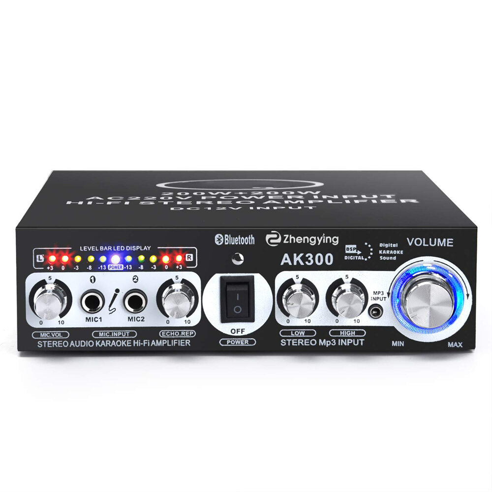 2-Channel Home Theater Stereo Amplifier Audio Power Amplifier High Power BT5.0 Amplifier для домашнего кинотеатра и автомобиля, черный цвет, материал железо, канал 2, номинальная мощность 35W+35W, импеданс 4-16Ω, входное напряжение 110V/220V (по выбору),