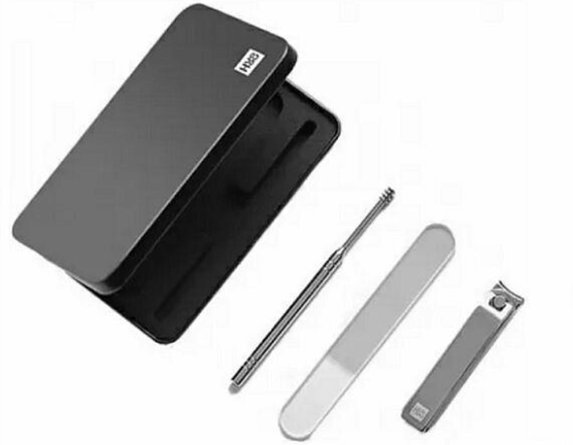 Маникюрный набор HuoHou No Splash Nail Clippers Set HU0210, в металлическом кейсе, черный