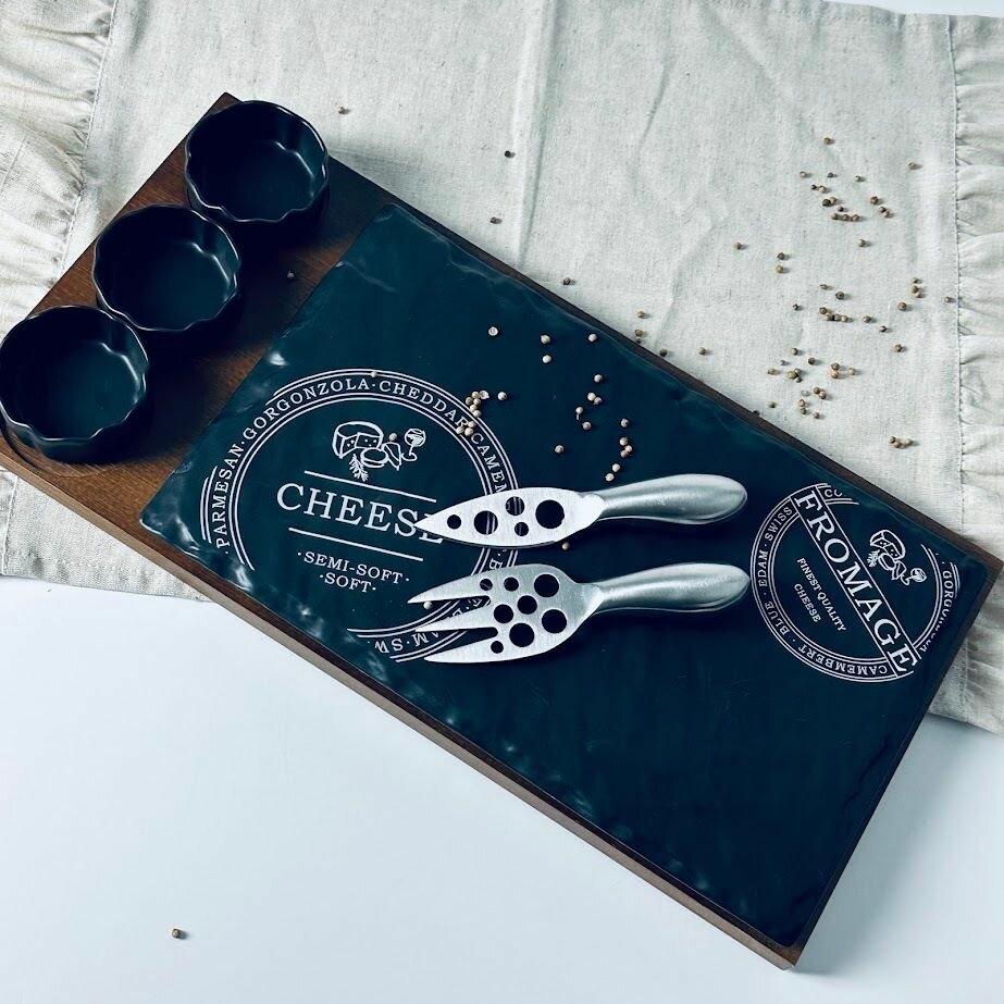 Сервировочная доска/блюдо для сыра с приборами 5 предметов BLACKWOOD