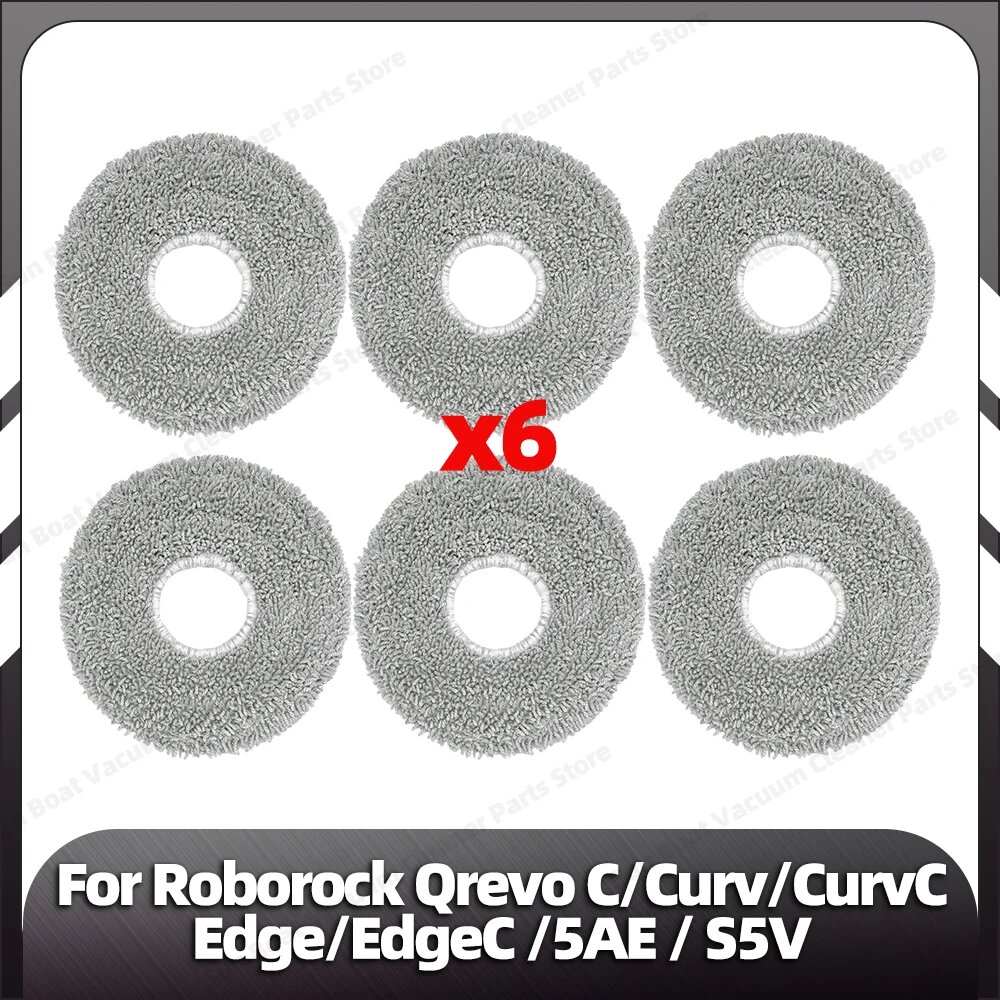 6x Щетки для Roborock Qrevo C/CurvC Edge/EdgeC/S5V, серые