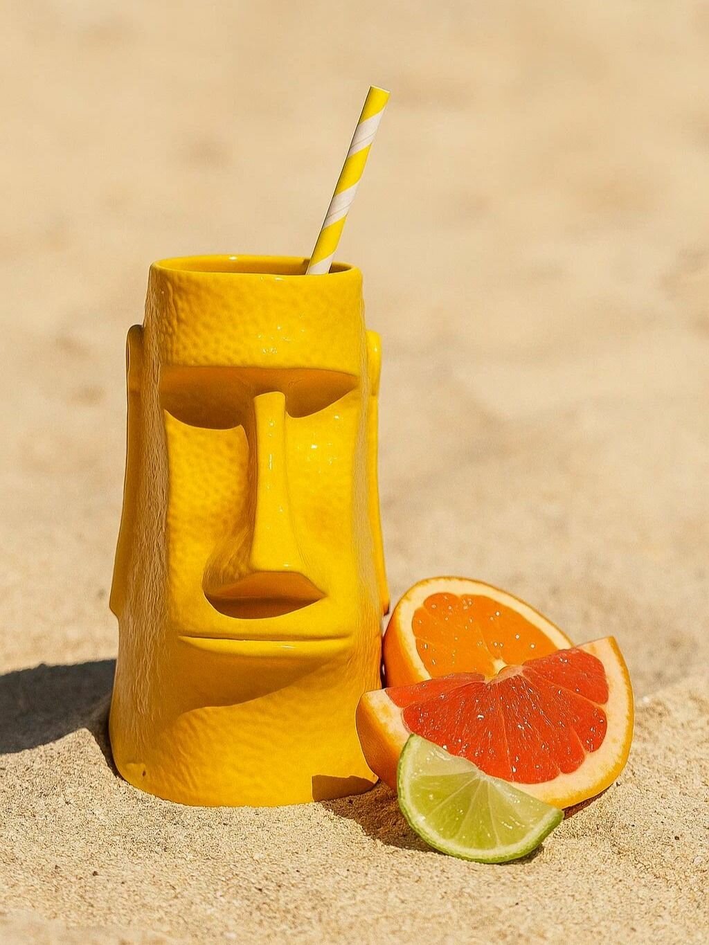 Коктейльный бокал, стакан барный желтый "Тики" 650 мл. Керамика, для коктейлей, сока, лимонада