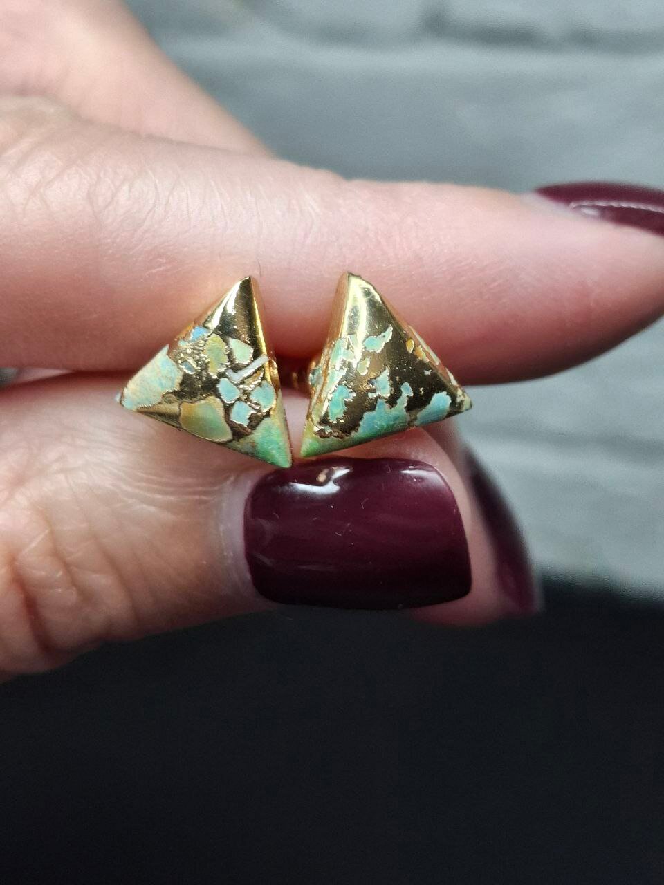 Серьги пусеты, бирюза