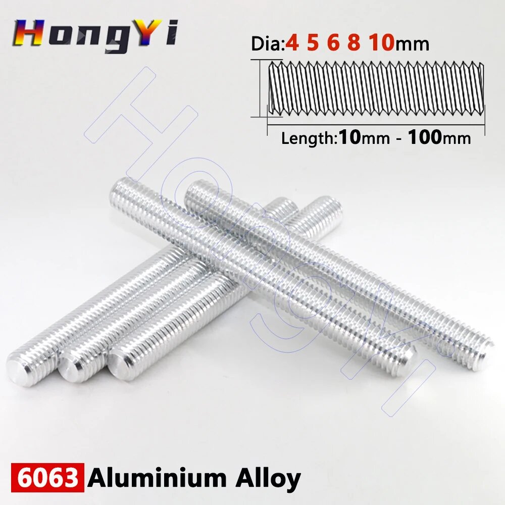 Алюминиевые резьбовые стержни M4 M5 M6 M8 M10 M6 x 80mm (2Pcs)