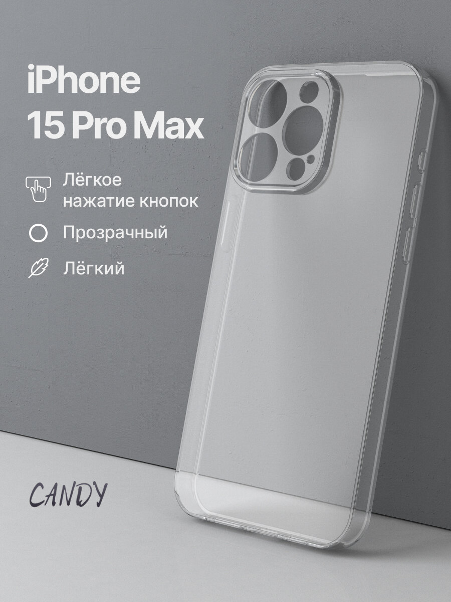 Чехол-накладка для iPhone 15 Pro Max/Айфон 15 Про Макс, прозрачный