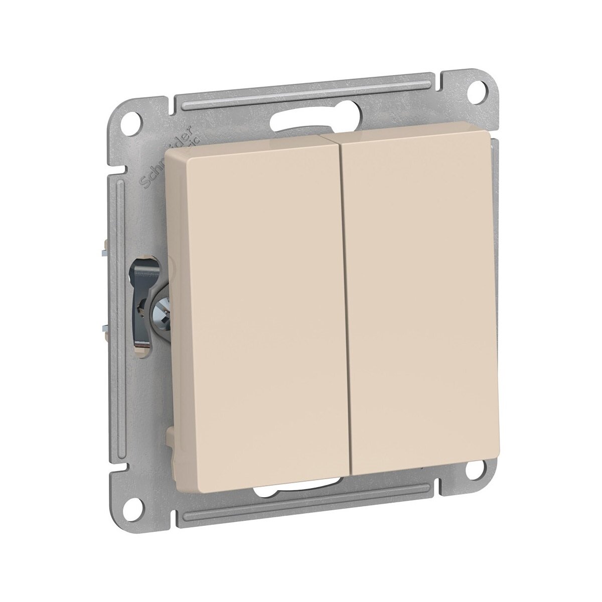Переключатель 2-клавишный Systeme (Schneider) Electric Atlasdesign, встраиваемый, бежевый