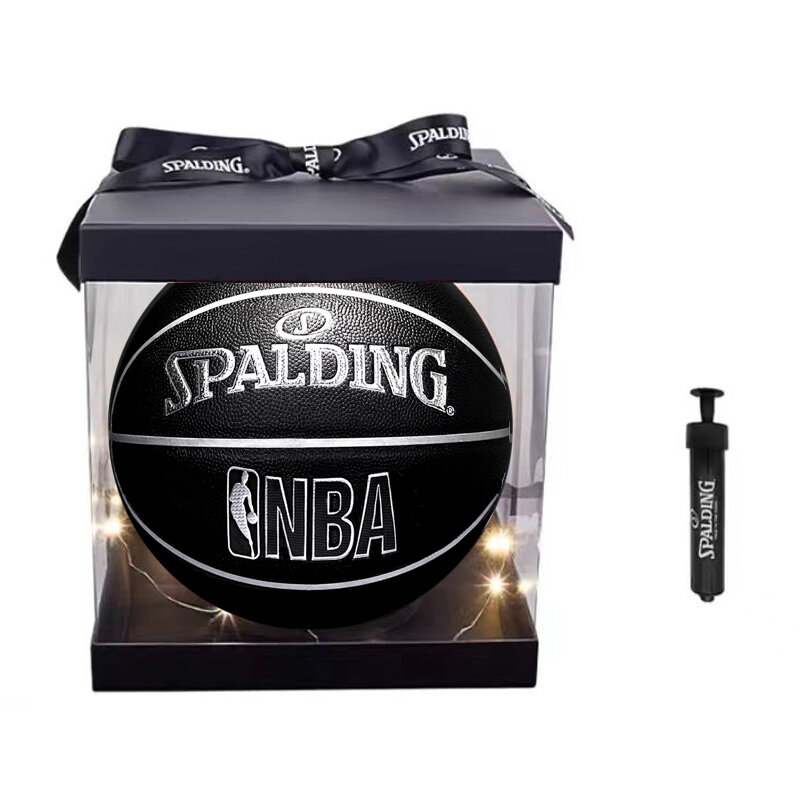 Баскетбол унисекс SPALDING PU черный серебристый, размер 7, соревновательный, 8701656