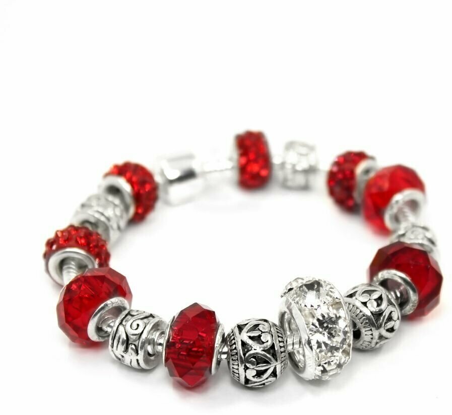 Браслет-цепочка, стразы, муранское стекло, стекло