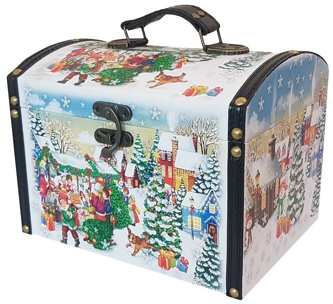 Деревянный сундучок для новогодних подарков 2000 г "Сундучок "Новогодняя ярмарка" большой 24*18*18 см". DY111X007-23-L